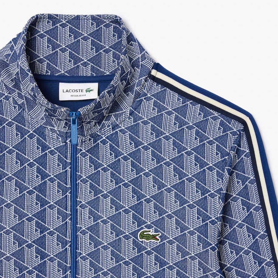 Sweatshirt zippé Paris jacquard monogramme - Sweatshirts homme - Nouveautés 2023 | Lacoste