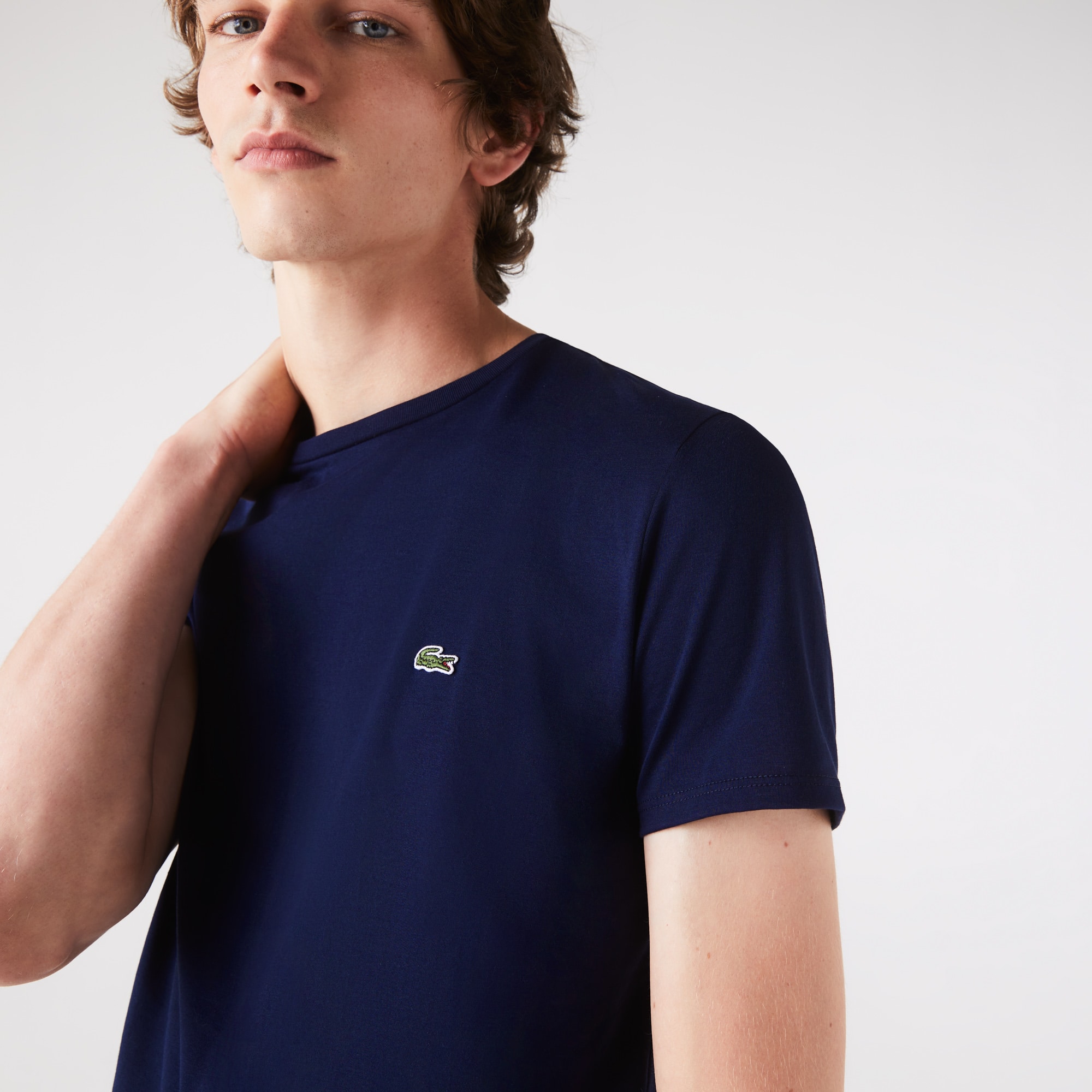 Mens Crew Neck Pima Cotton Jersey T Shirt Lacoste