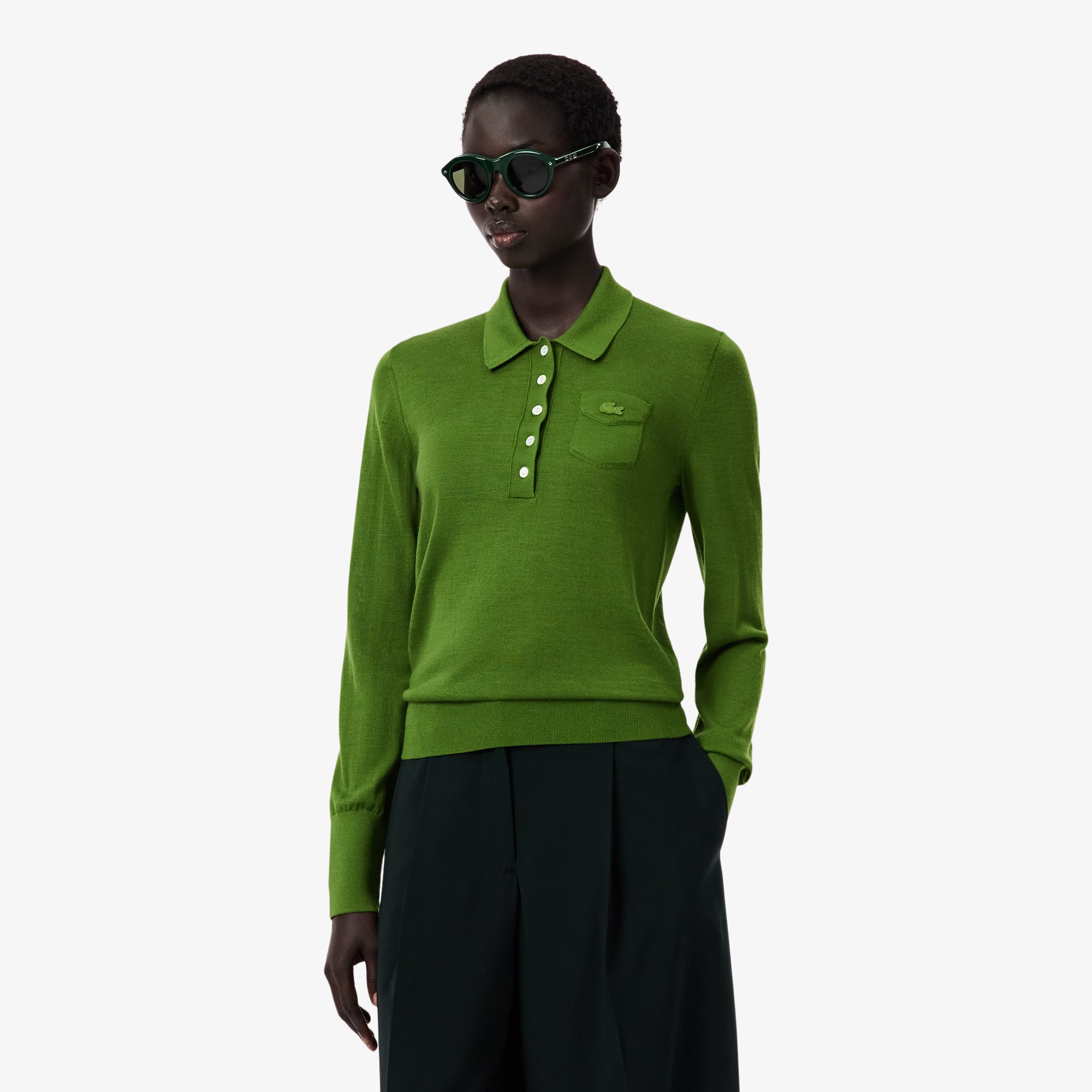 Runway Polo Collar Merino Wool Sweater - Women's Knitwear - New In 2025 ...