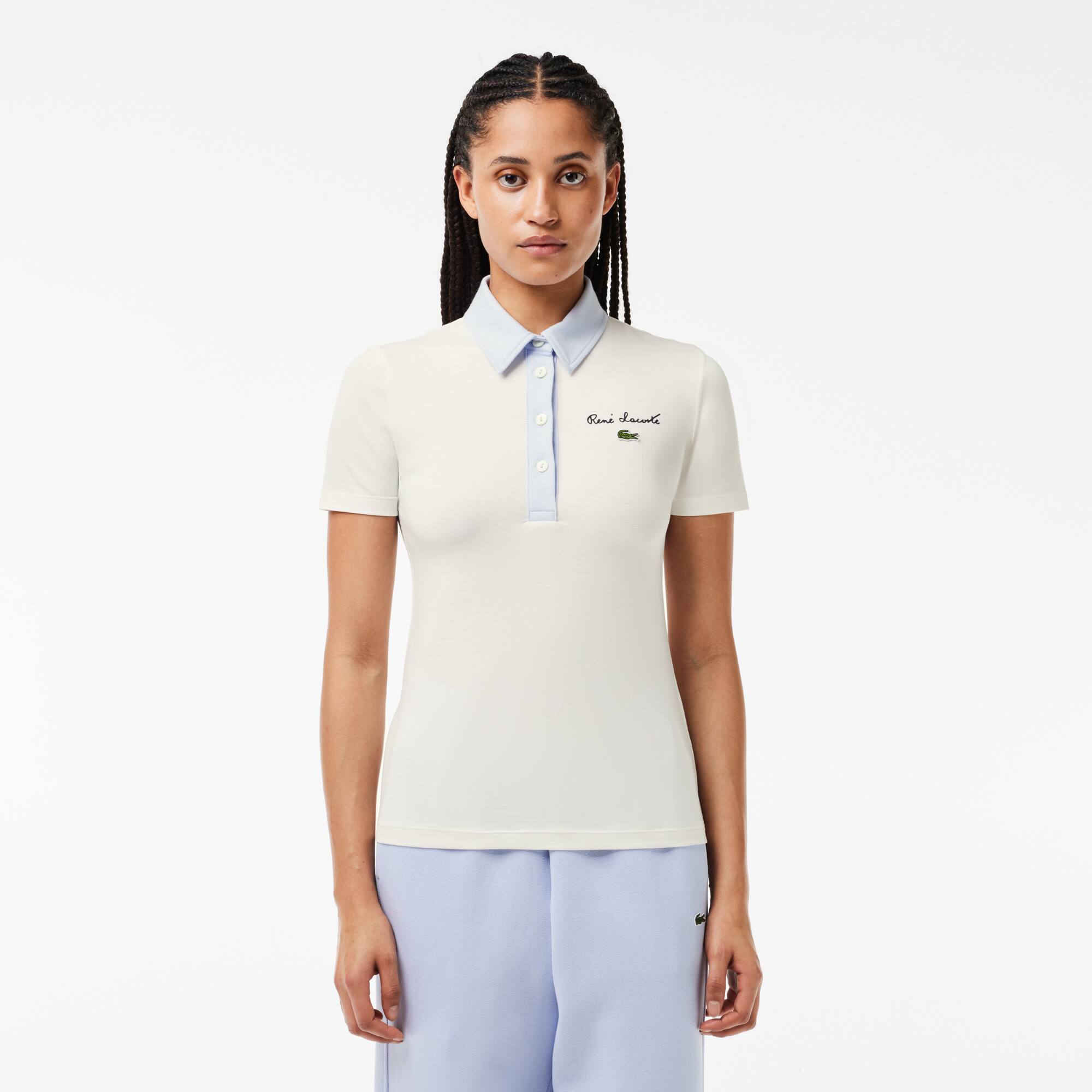 Polo slim fit jersey stretch contraste Polos manches courtes femme Nouveautes 2025 Lacoste