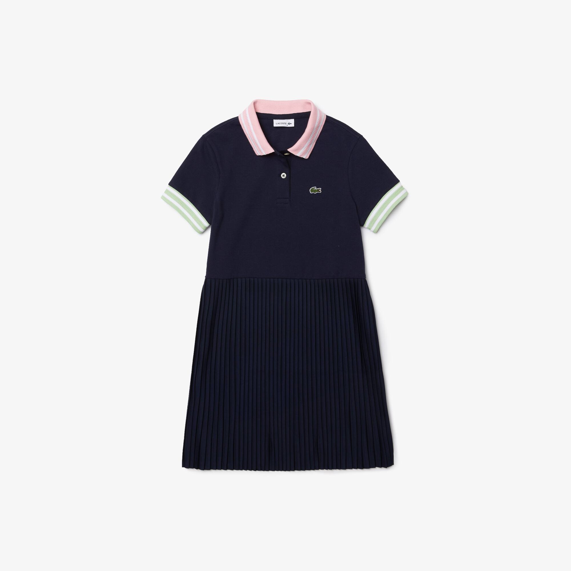 Lacoste Robe polo Fille plissée Héritage en piqué de coton - 3666165287068