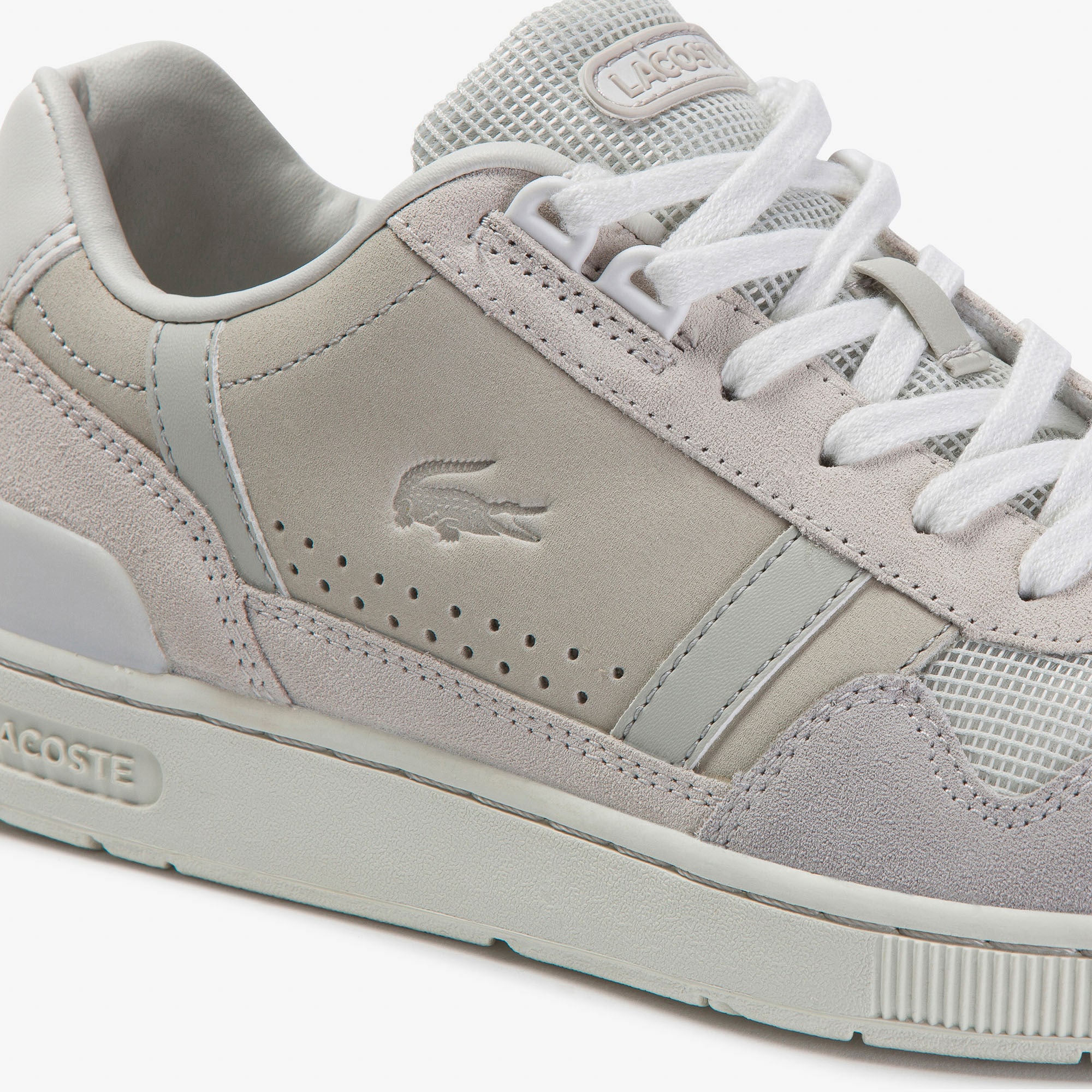 Womens T Clip Leather And Suede Trainers Lacoste