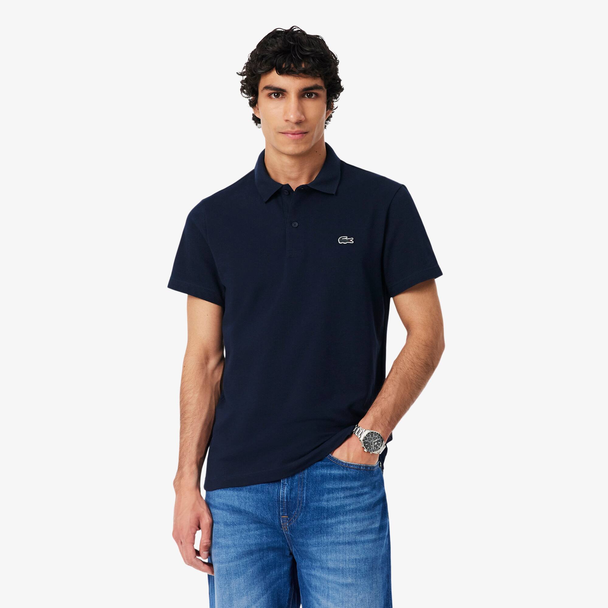 Regular Fit Cotton Blend Polo Shirt - Men's Short Sleeves Polo Shirts ...