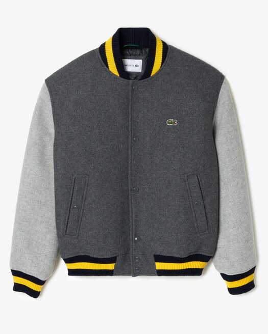 Men's Lacoste Colour-Block Short Blend Wool Varsity Jacket