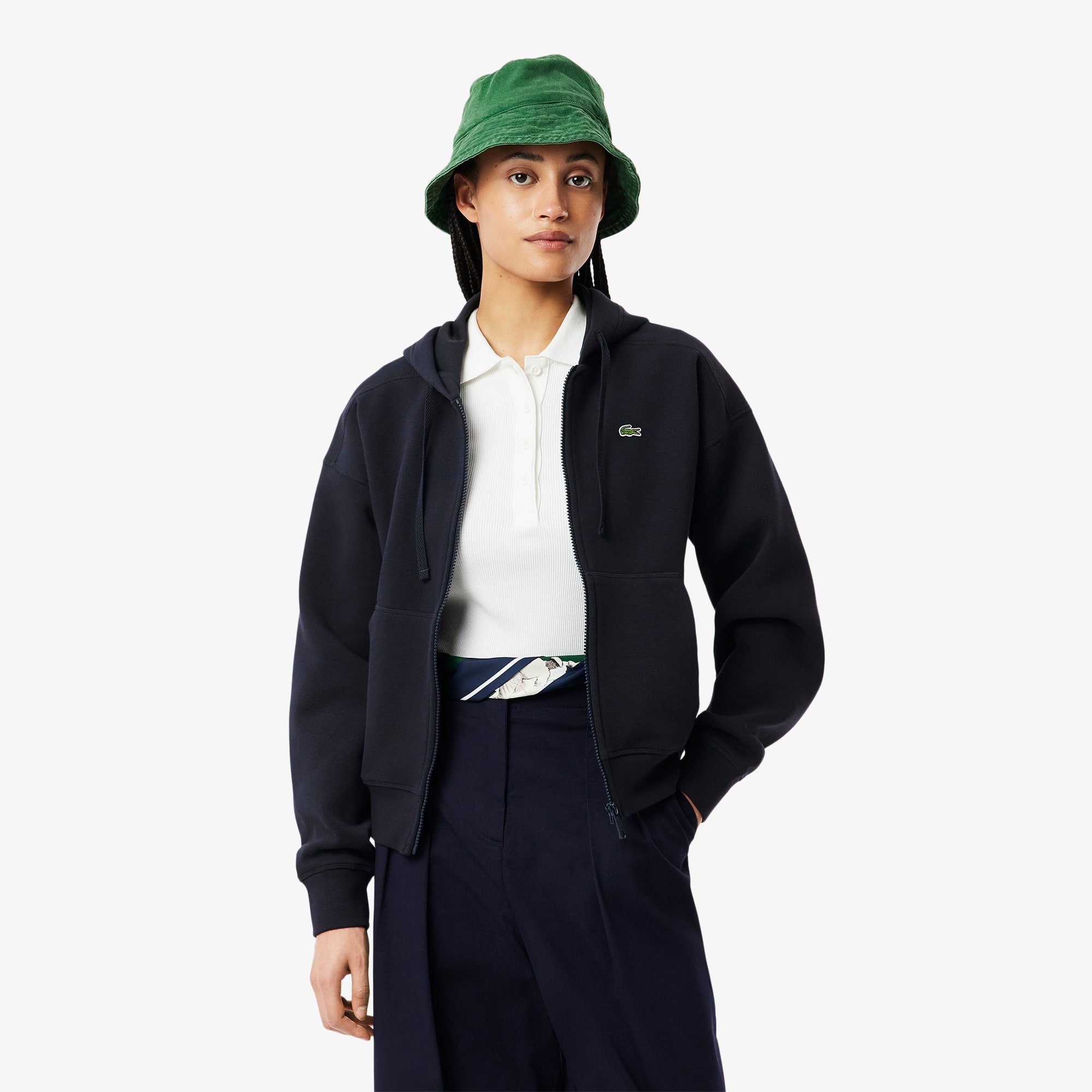 Felpa con cappuccio con zip in piqué - Felpe da donna - Novita 2026 ...