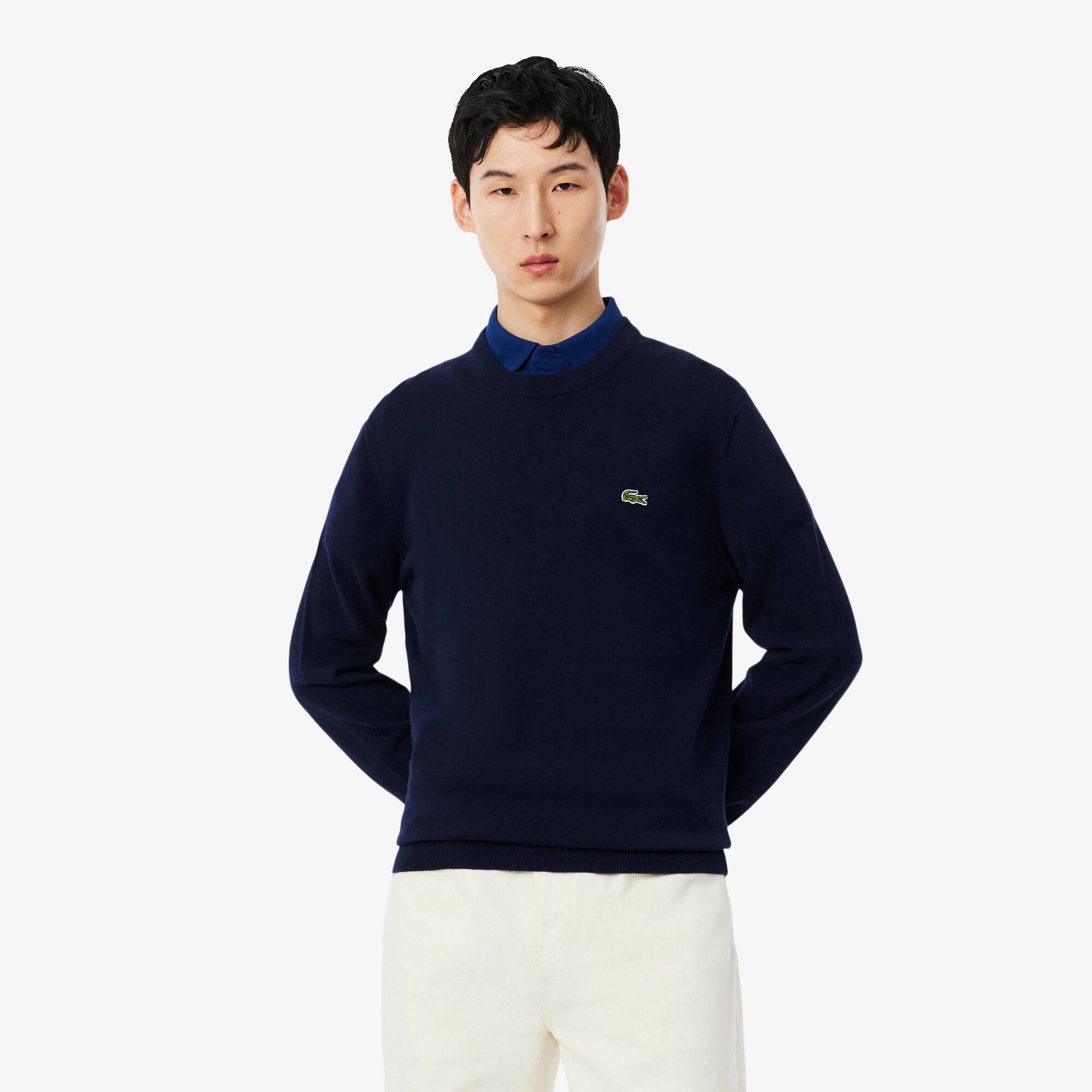 Sweater de Algodão Monocromática com Decote Redondo - Malhas Homem ...