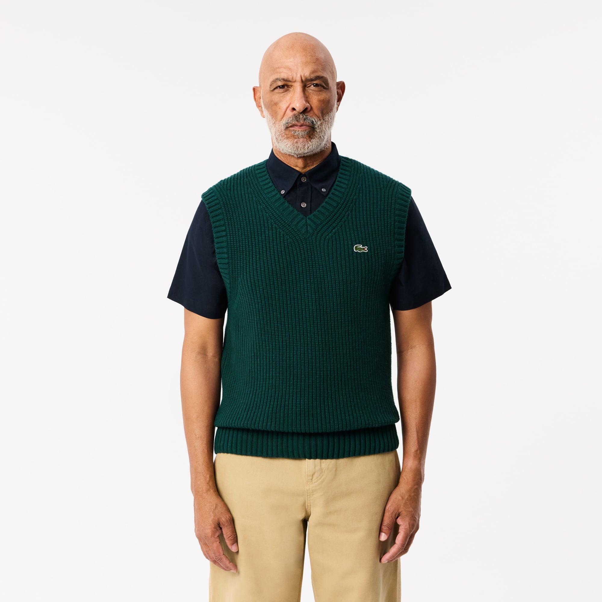 Carded Wool V Neck Sweater Vest - Men's Knitwear - New In Carded Wool V Neck Sweater Vest - Men's Knitwear - New In
