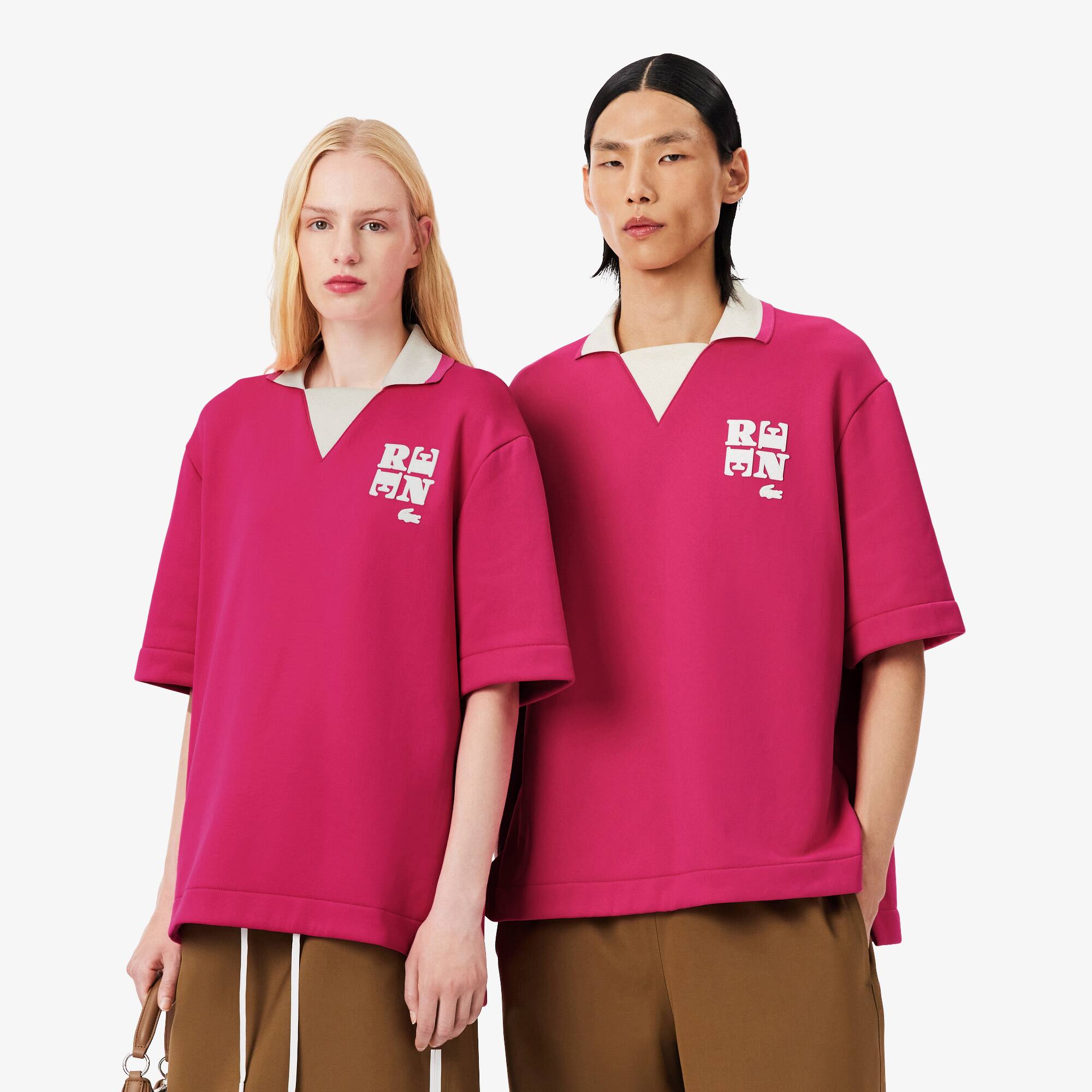 Runway Badge Accent Oversized Satin Polo Shirt - Men's Short Sleeves ...